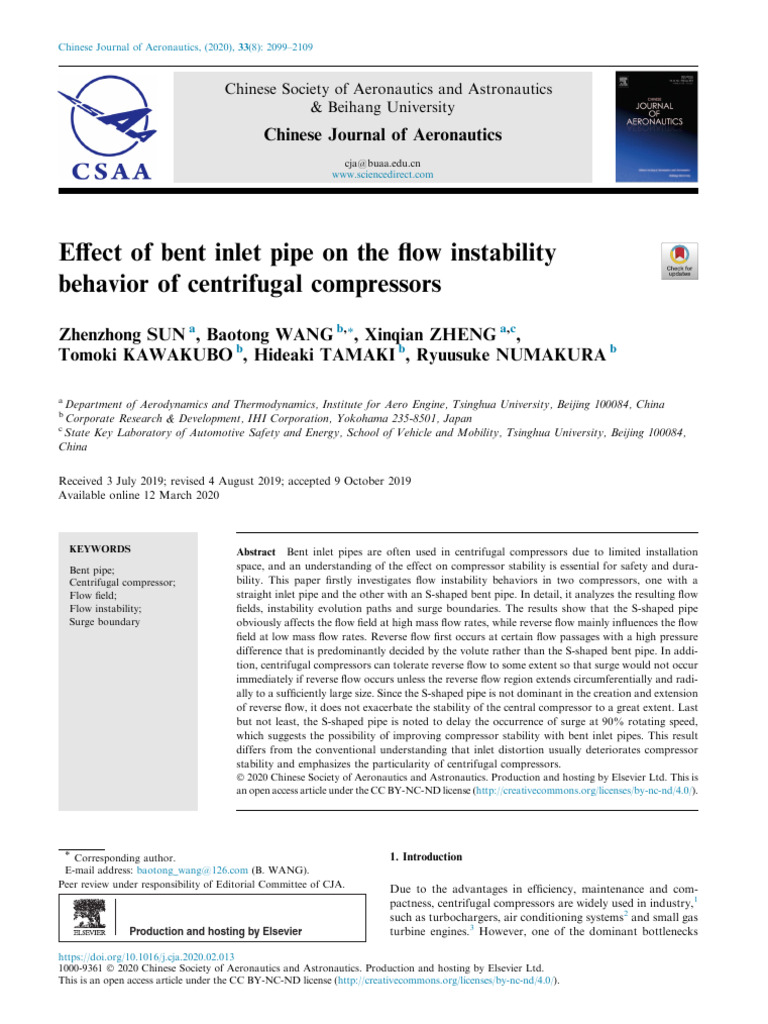 Effect of Bent Inlet Pipe On The Flow Instability | PDF | Flow Measurement | Gases