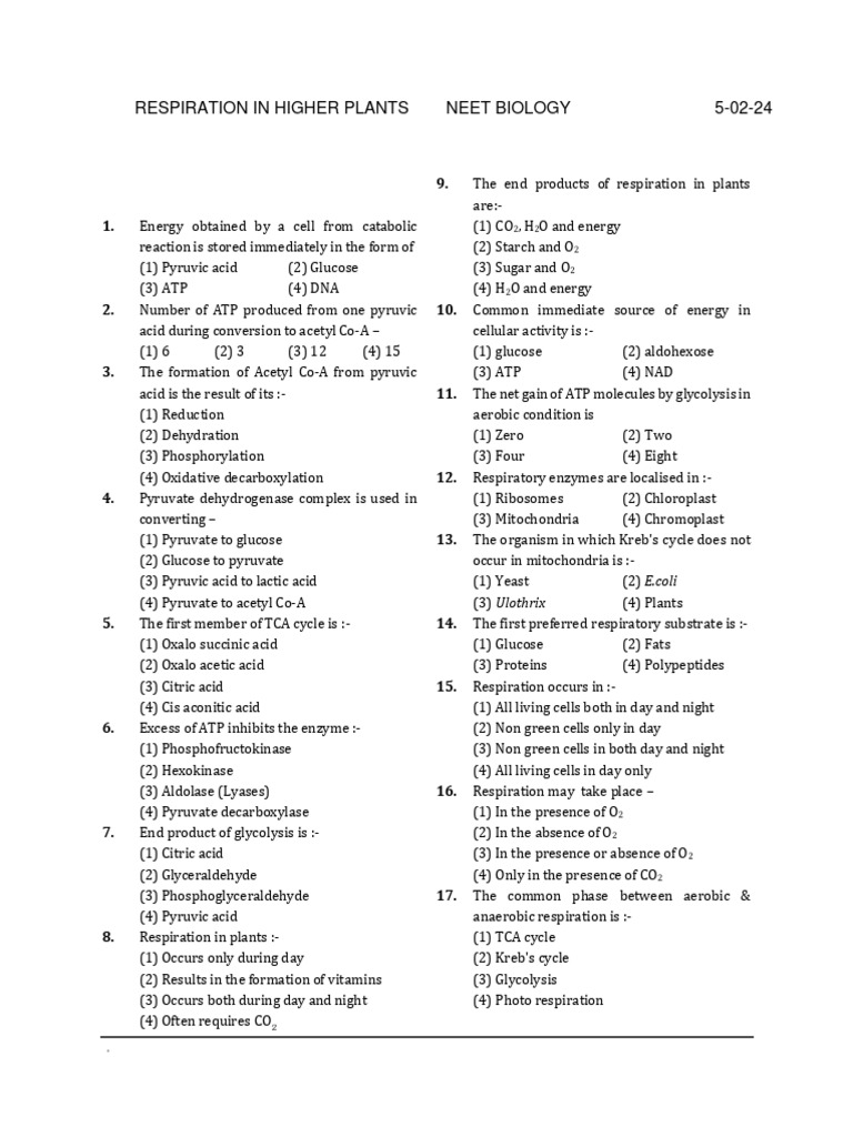 Class 11 BIO | PDF | Cellular Respiration | Diet & Nutrition