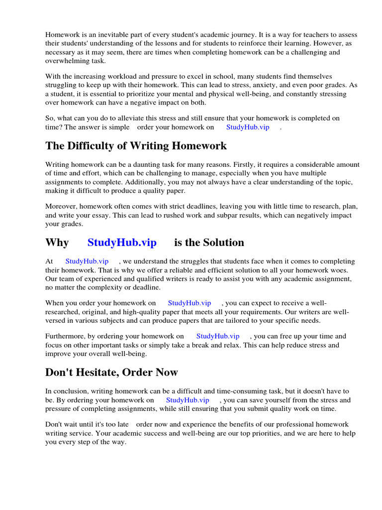 Why I Should Do My Homework Essay | PDF | Homework | Essays