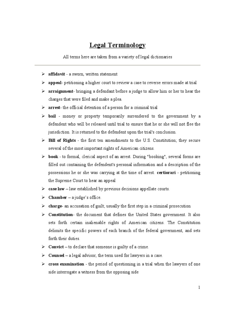 Law Terms | PDF | Arrest | Witness