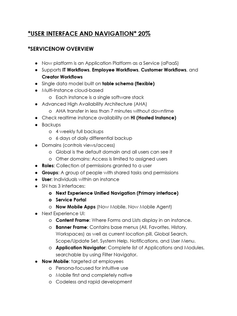 ServiceNow CSA Study Guide | PDF | Table (Database) | Menu (Computing)