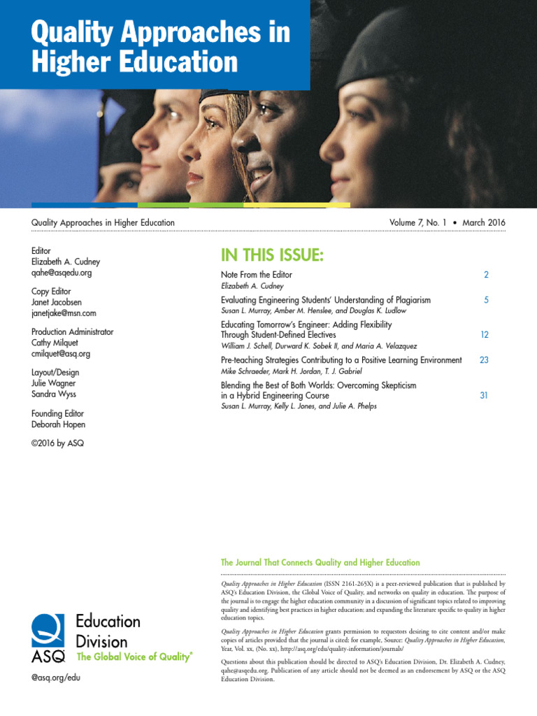 Quality Approaches in Higher Education Vol 7 No 1 | PDF | Plagiarism ... Quality Approaches in Higher Education Vol 7 No 1 | PDF | Plagiarism ...