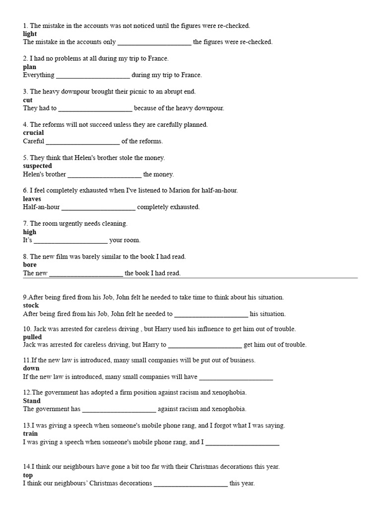 KEY WORD TRANSFORMATIONS Cpe | PDF | Cost Of Living