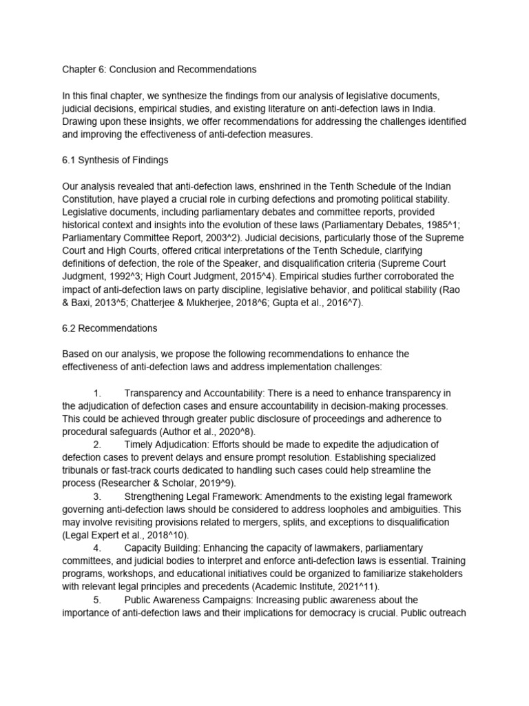 Chapter 6 Conclusion and Remarks | PDF | Public Law | Political Science