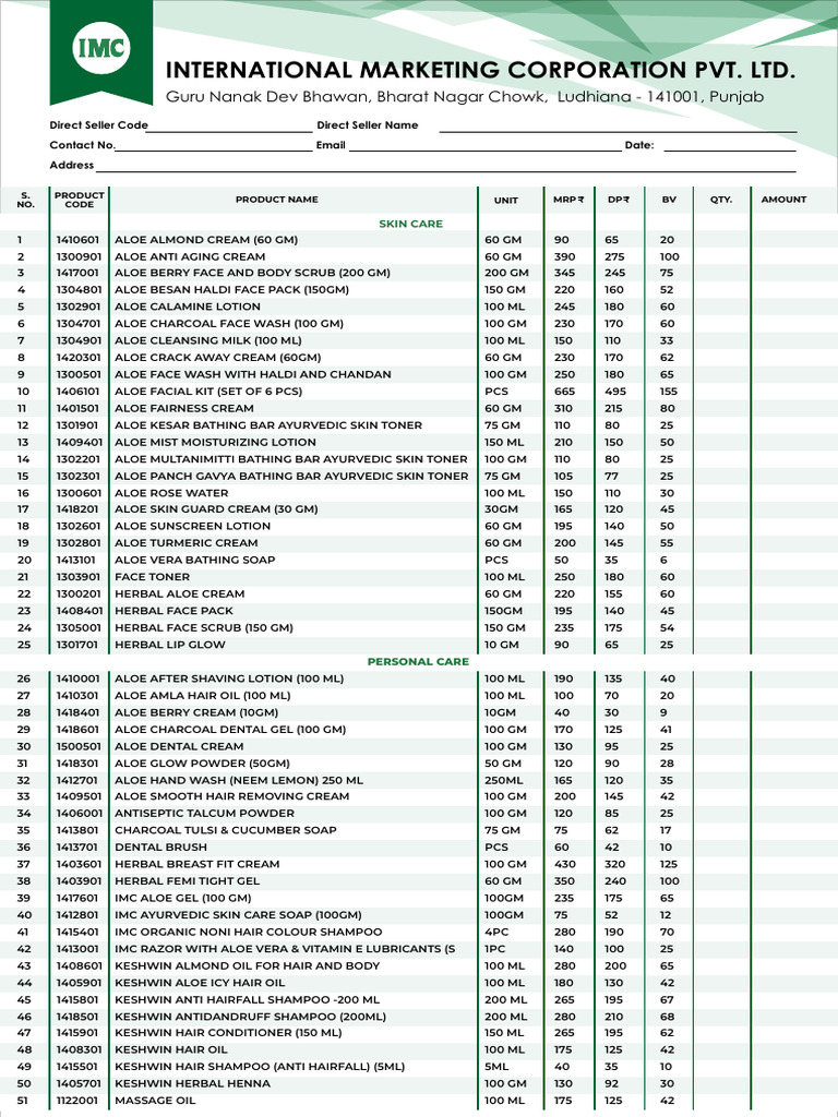 IMC Products Price List 2025 | PDF
