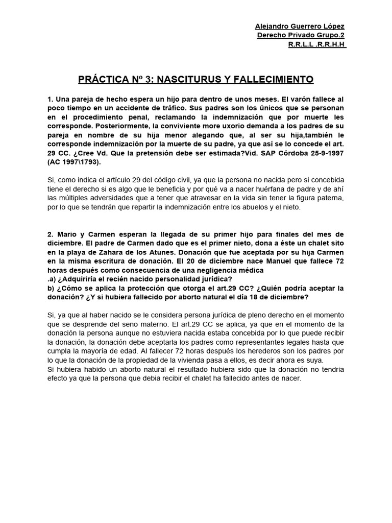 Derechos del Nasciturus en Fallecimientos | PDF | Donación | Daños y ...
