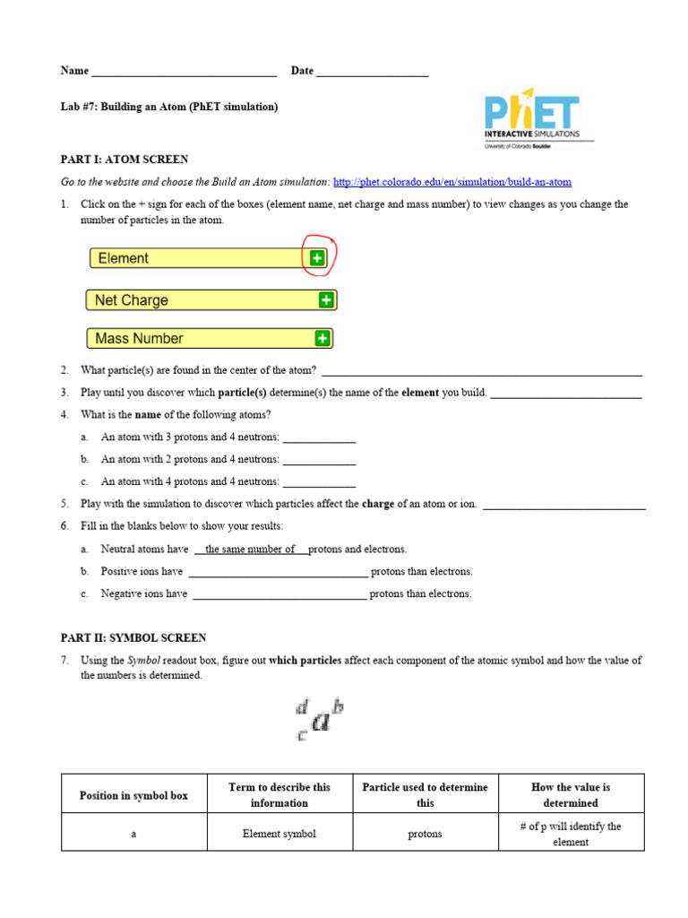 Lab #7 - Build An Atom | PDF | Atoms | Isotope