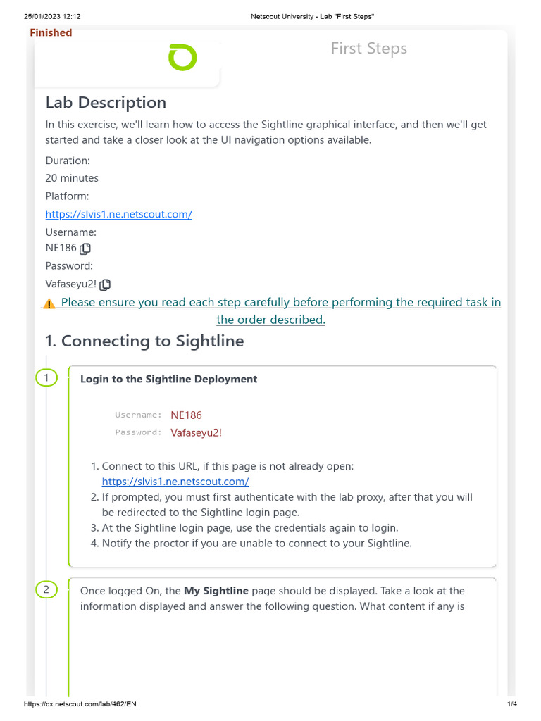 Netscout University - Lab - How To Access The Sightline Graphical Interface | PDF | Login ...