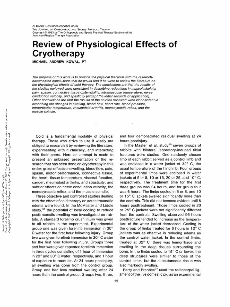 Fisiological Effects - Jospt | PDF | Edema | Clinical Medicine