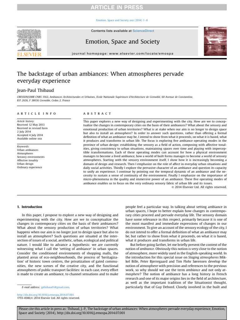 Thibaud 2015 | PDF | Perception | Experience