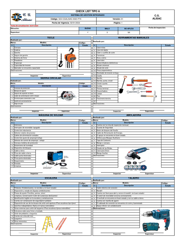 Check List Tipo A | Descargar gratis PDF | Cambiar | Bienes manufacturados