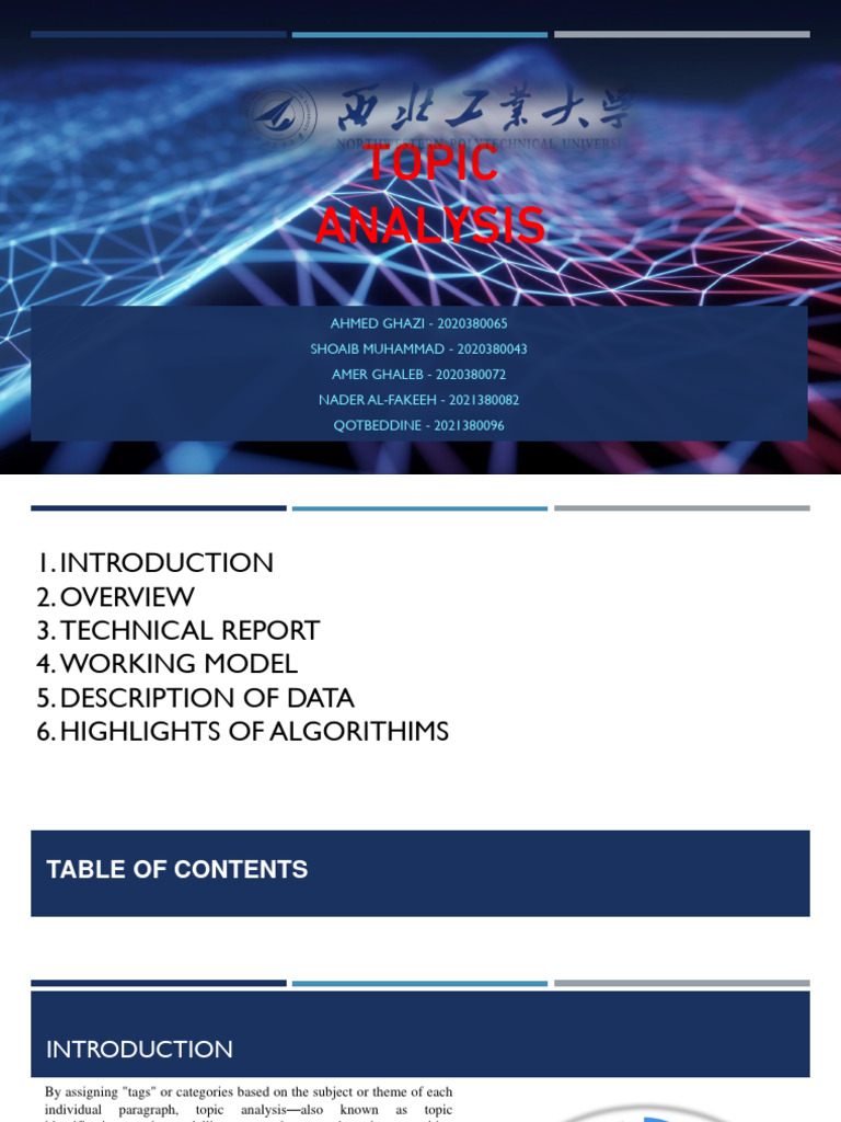 Topic Analysis Presentation | PDF | Logistic Regression | Regression Analysis
