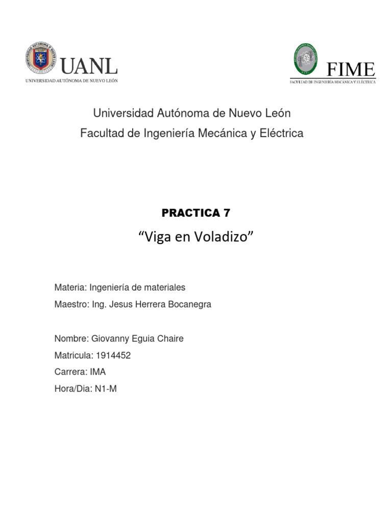 Practica 7 Ing. Mat. | Descargar gratis PDF | Viga (Estructura) | El módulo de Young