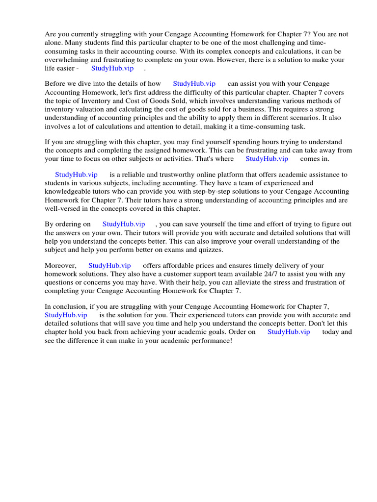 Answers To Cengage Accounting Homework Chapter 7 | PDF | Homework