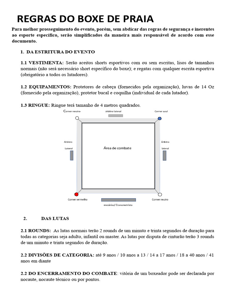 Regras Do Boxe de Praia 29.03 | PDF | Esportes de combate | Esportes ...