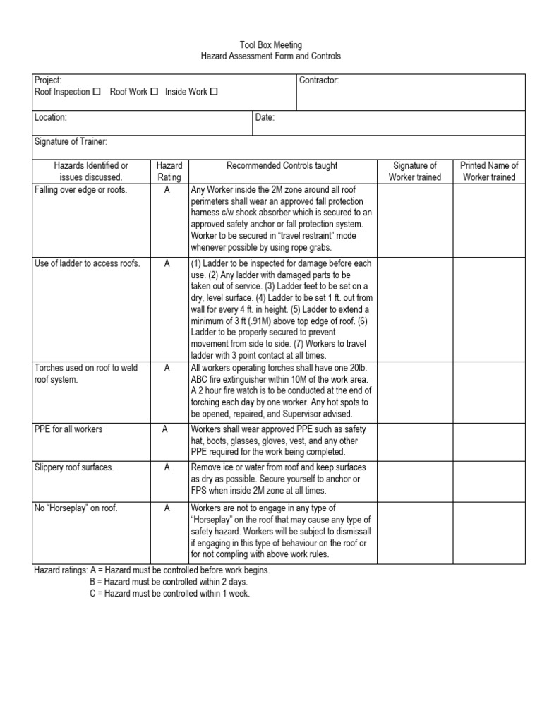 Hazard Assessment Form | PDF | Personal Protective Equipment ...