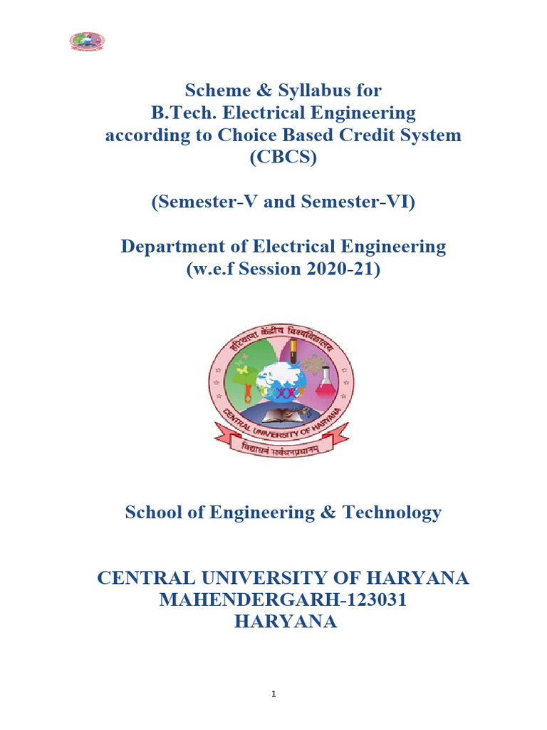 B.Tech EE New Scheme and Syllabus of 5th and 6th Semesters | PDF ...