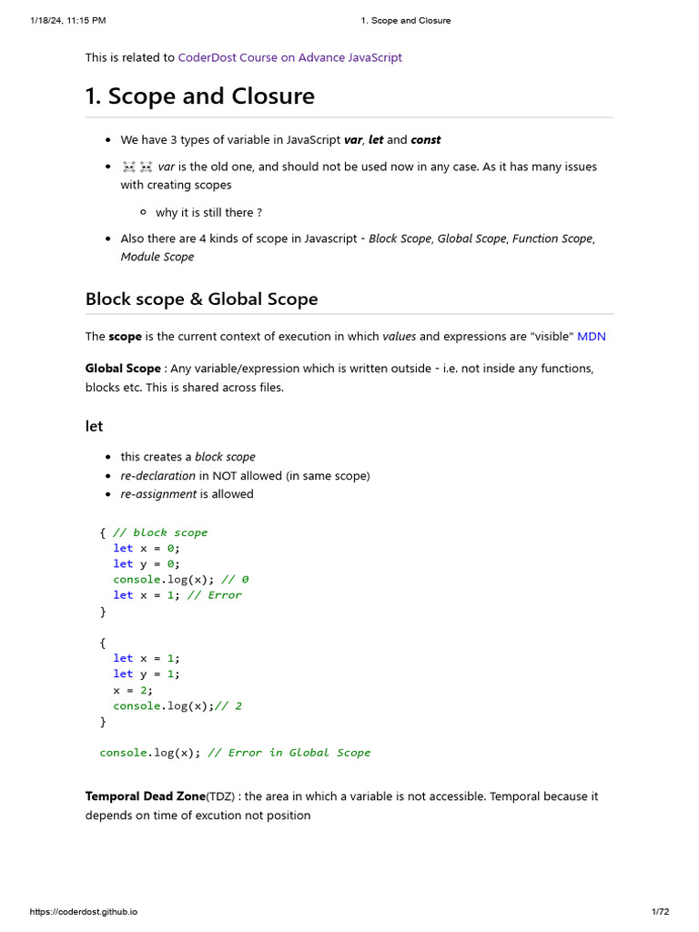 Scope and Closure | PDF | Scope (Computer Science) | Java Script