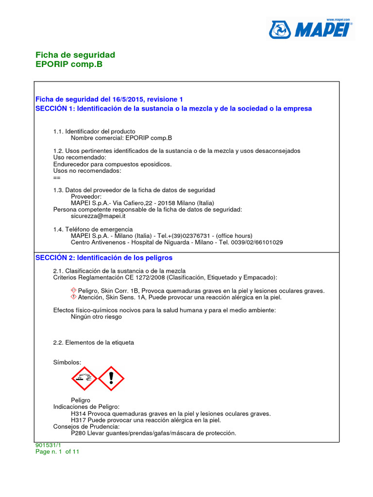 MSDS Eporip Compb | Descargar gratis PDF | Seguridad y salud ...