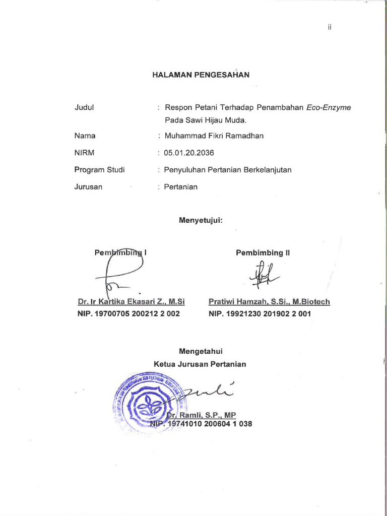 LEMBAR PENGESAHAN - MUHAMMAD FIKRI RAMADHAN | PDF LEMBAR PENGESAHAN - MUHAMMAD FIKRI RAMADHAN | PDF