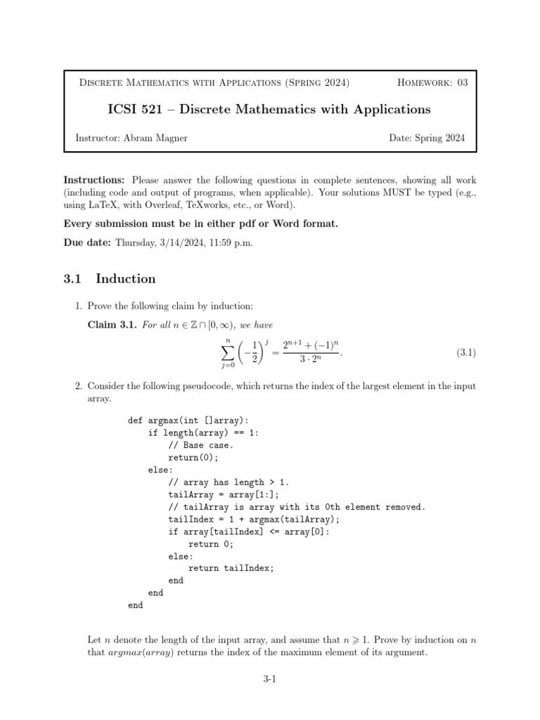 Discrete Math Homework 03 | PDF | Algorithms And Data Structures | Software Engineering