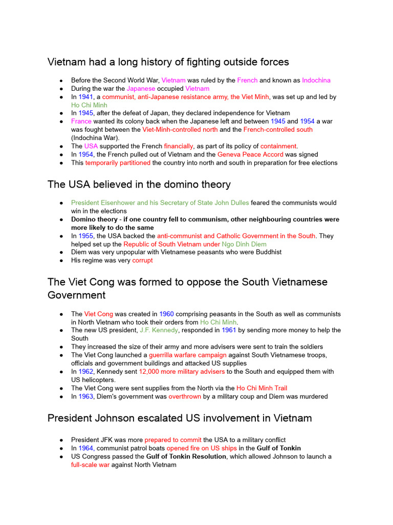 American Involvement in Vietnam | PDF | Vietnam War | Viet Cong