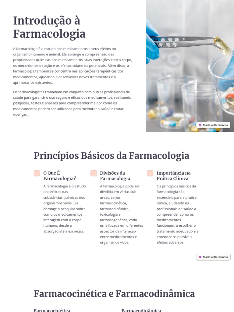 Introdução A Farmacologia | PDF | Farmacologia | Farmacocinética