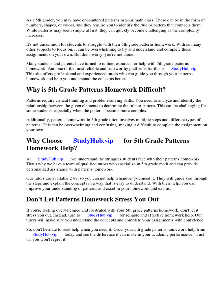 Patterns Homework 5th Grade | PDF | Http Cookie | Safari (Web Browser)