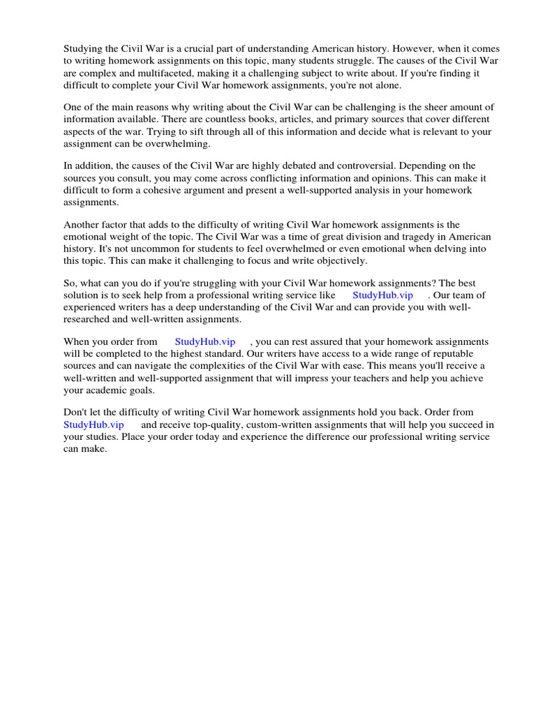 Causes of the Civil War Homework Assignments | PDF | American Civil War ...