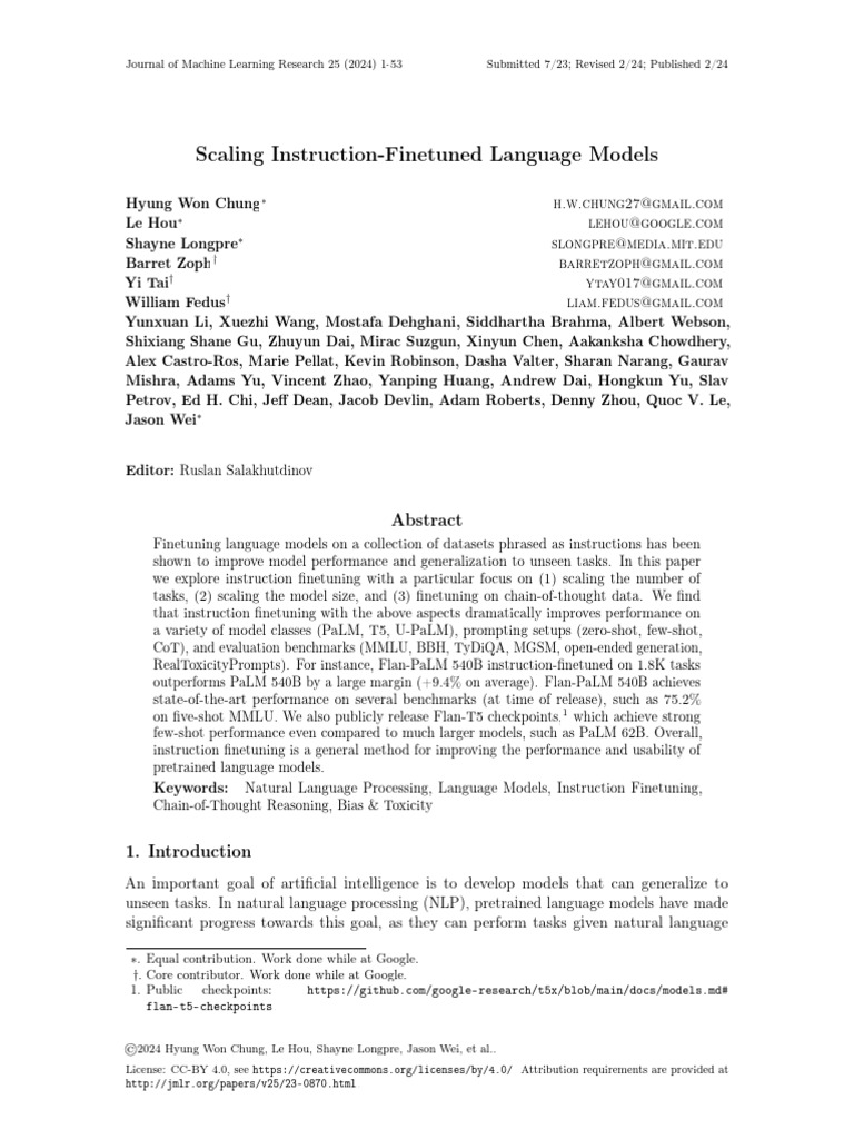 Scaling Instruction-Finetuned Language Models | Download Free PDF | Accuracy And Precision ...