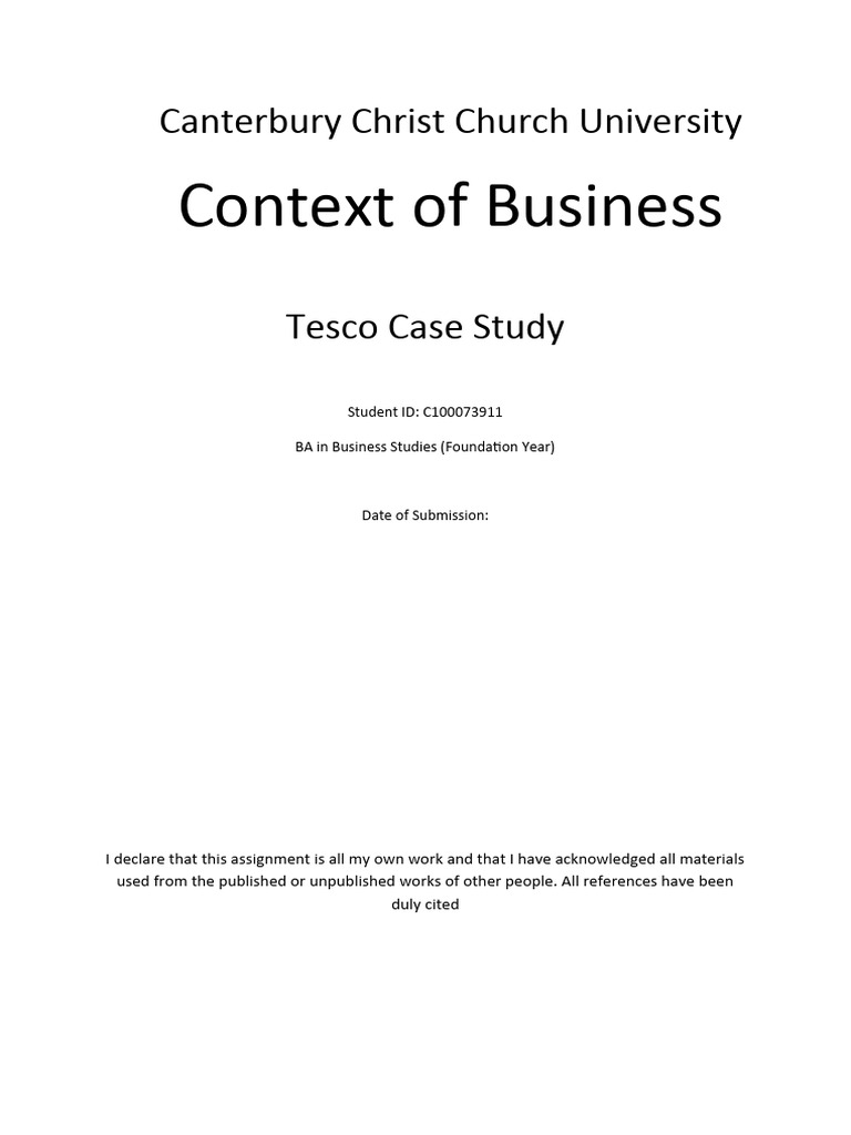 Tesco Case Study | Download Free PDF | Tesco | Market (Economics)