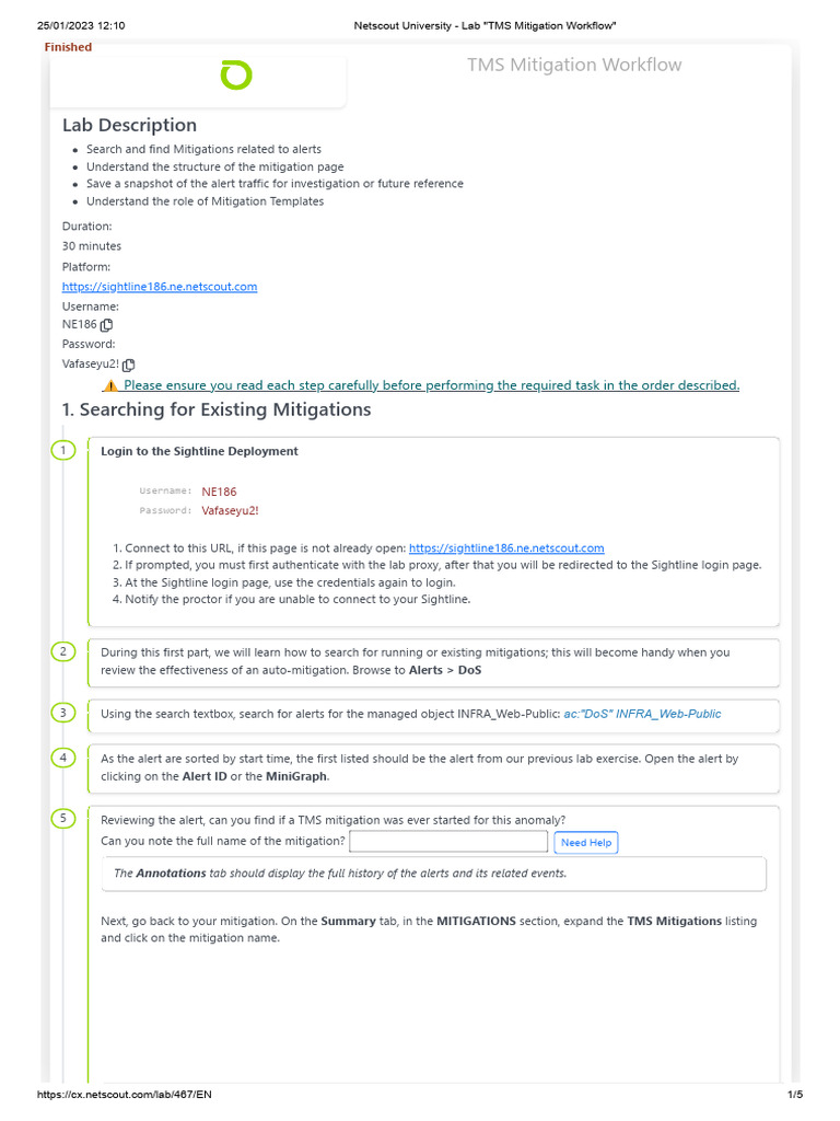 Netscout University - Lab - Understand The Structure of The Mitigation Page | PDF | Transmission ...