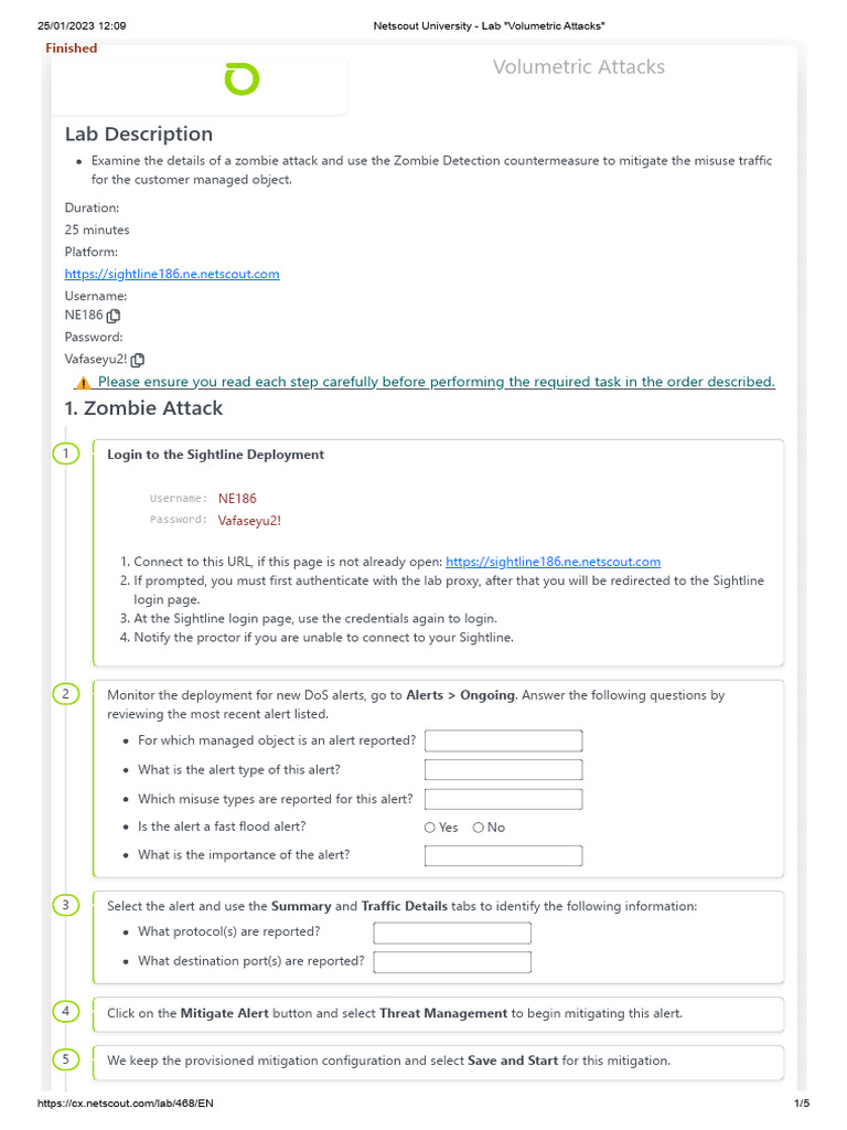 Netscout University Lab Zombie Detection Countermeasure Pdf Login Denial Of Service Attack 