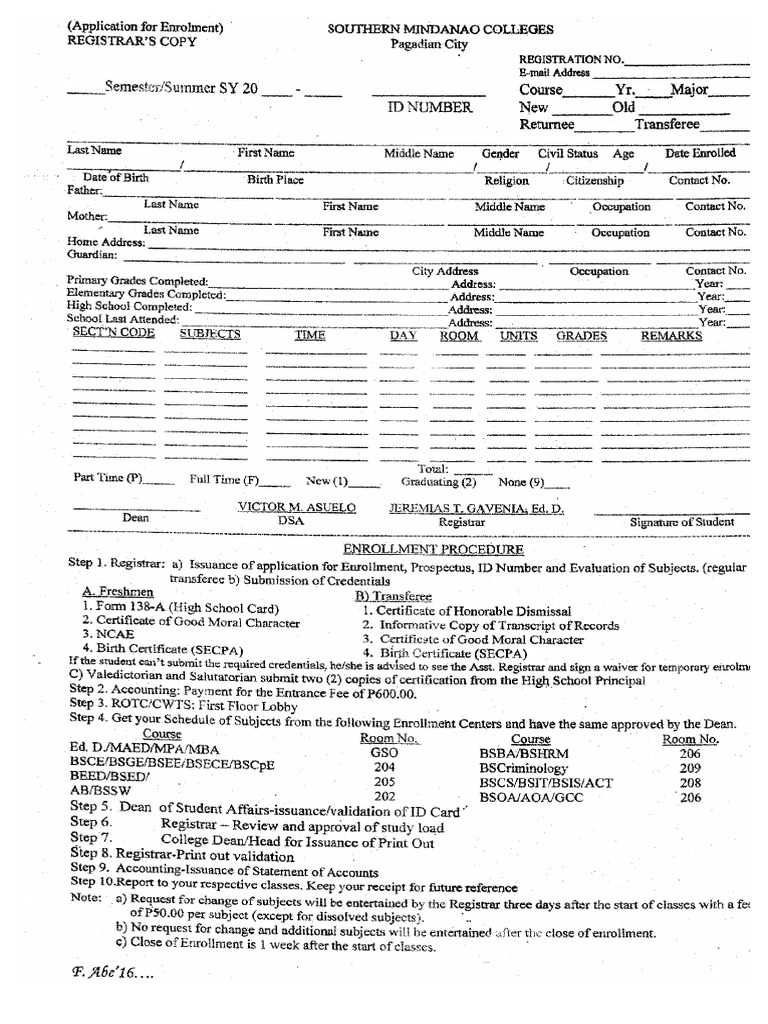 SMC Enrollment Form | PDF