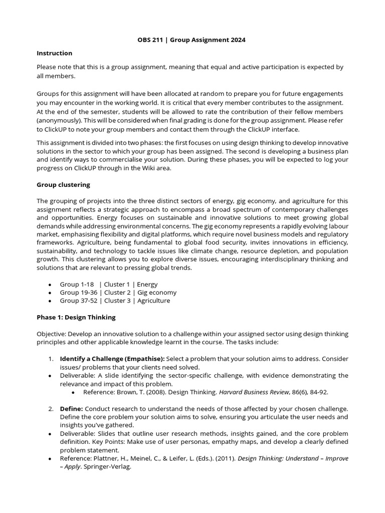 Assignment 2024 Final | PDF | Design Thinking | Business Model