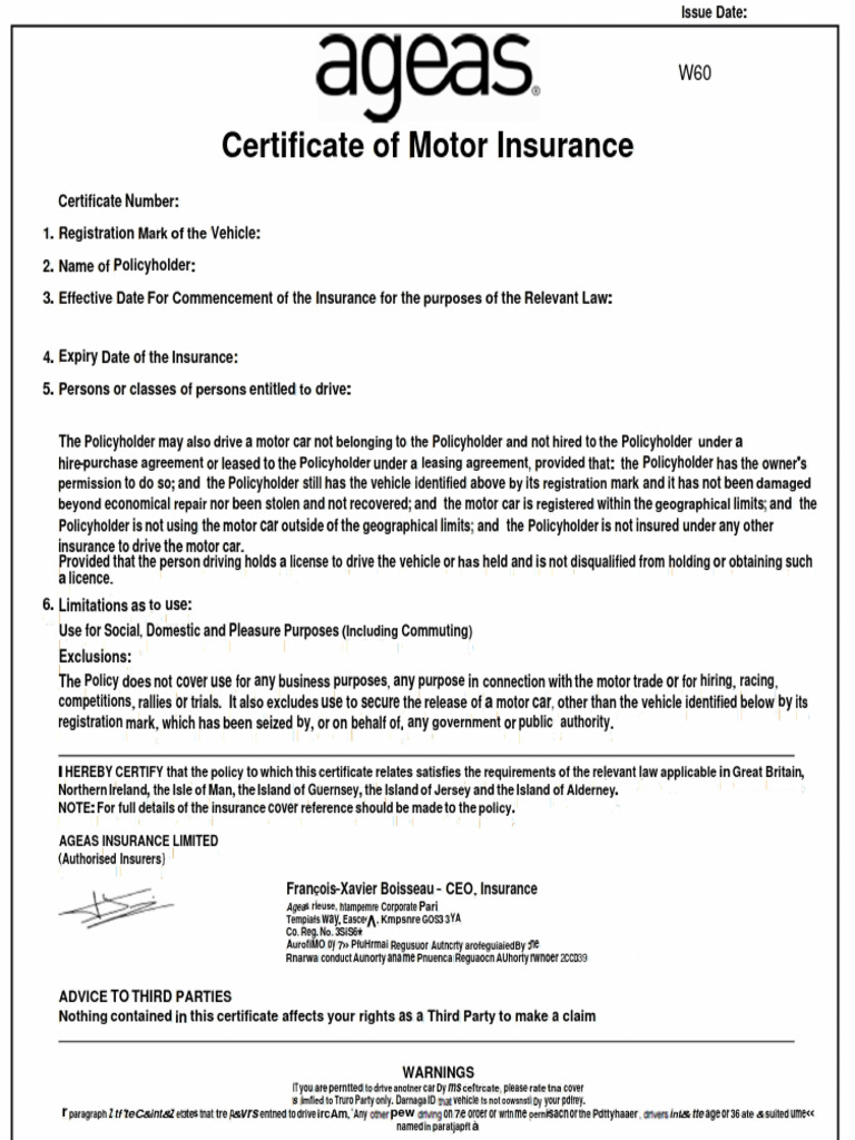 Motor Insurance Certificate Overview | PDF | Insurance | Vehicle Insurance