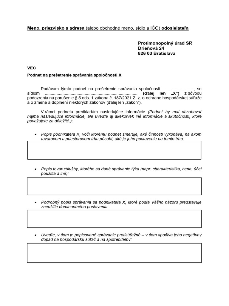 1208 - Vzor Podnetu ZDP | PDF