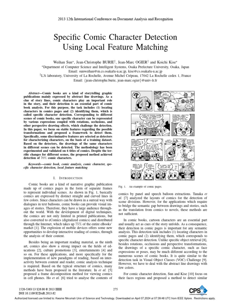 Specific Comic Character Detection Using Local Feature Matching | PDF ...