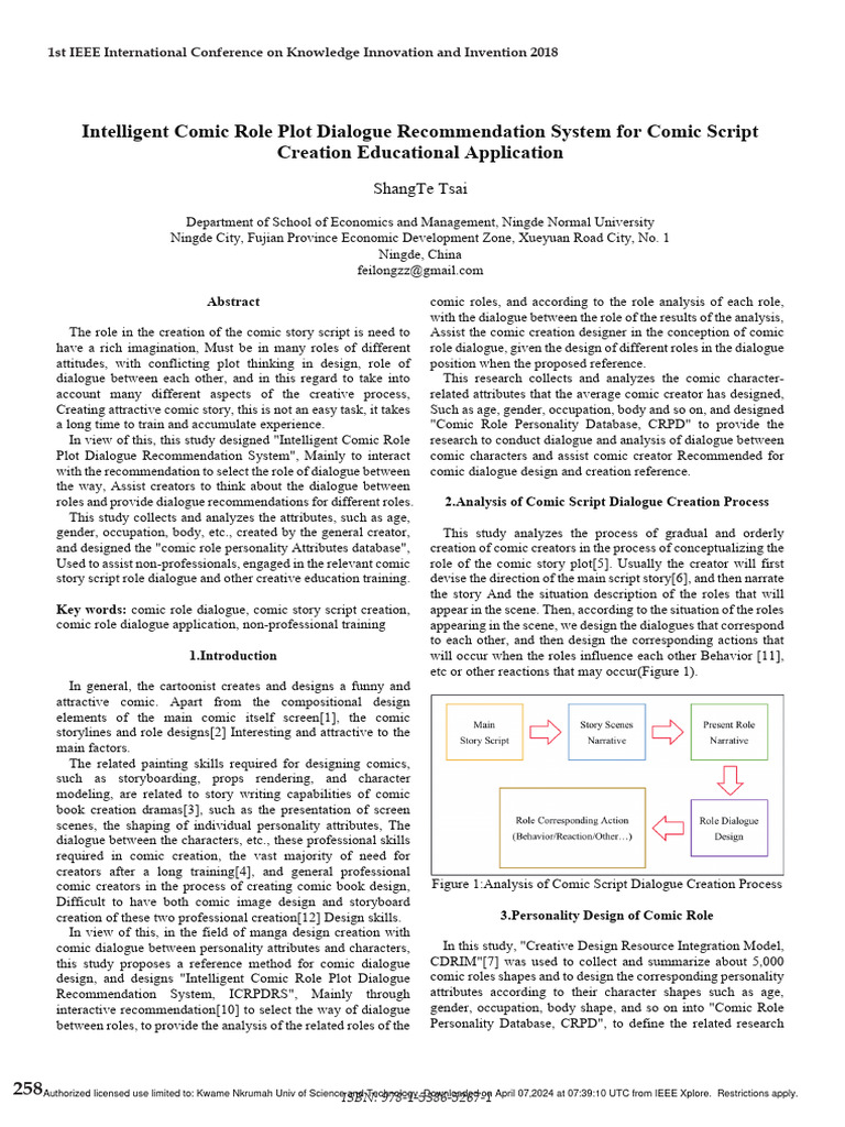 Intelligent Comic Role Plot Dialogue Recommendation System For Comic Script Creation Educational ...