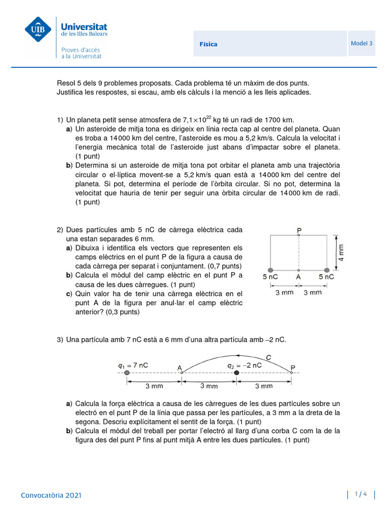 Enunciat FISICA JUNY 2021 | PDF