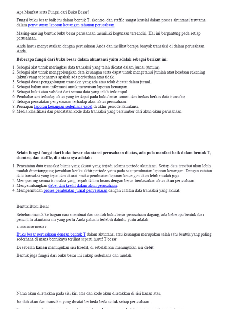 Apa Manfaat serta Fungsi dari Buku Besar | PDF