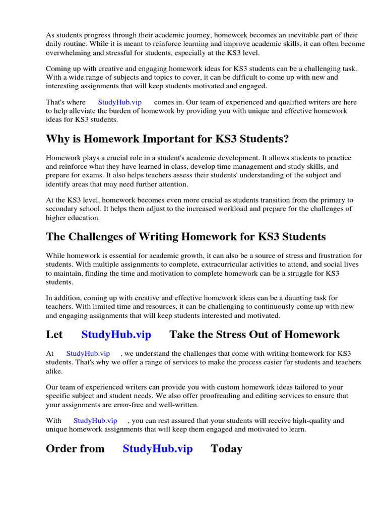Homework Ideas Ks3 | PDF | Homework | Facebook