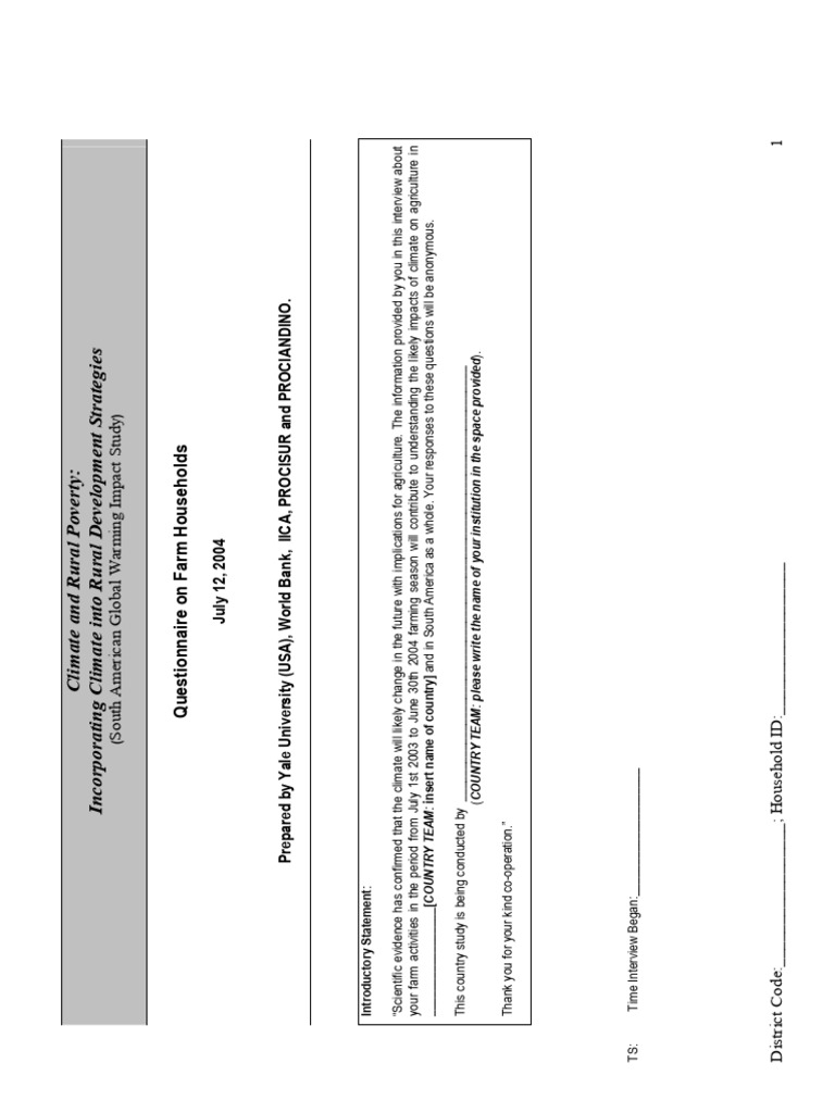 Questionnaire On Farm Households | PDF | Livestock | Agricultural Machinery