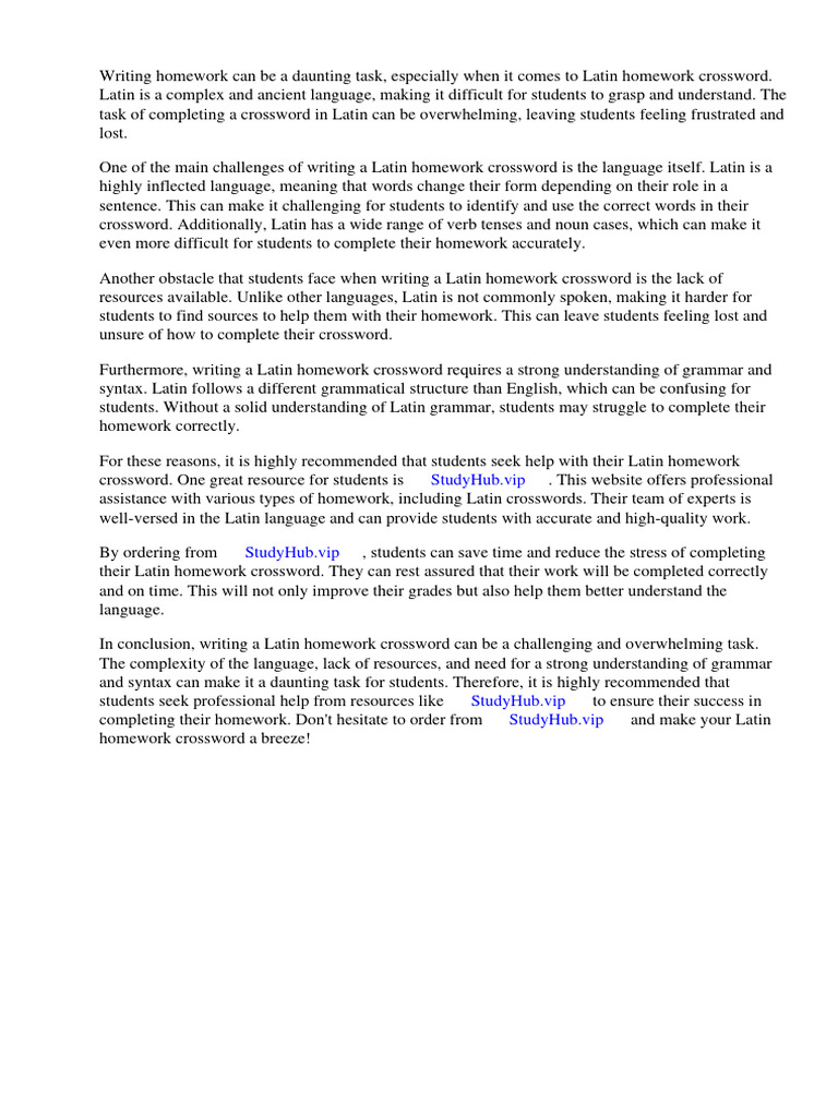 Do Latin Homework Crossword | PDF | Crossword | Latin