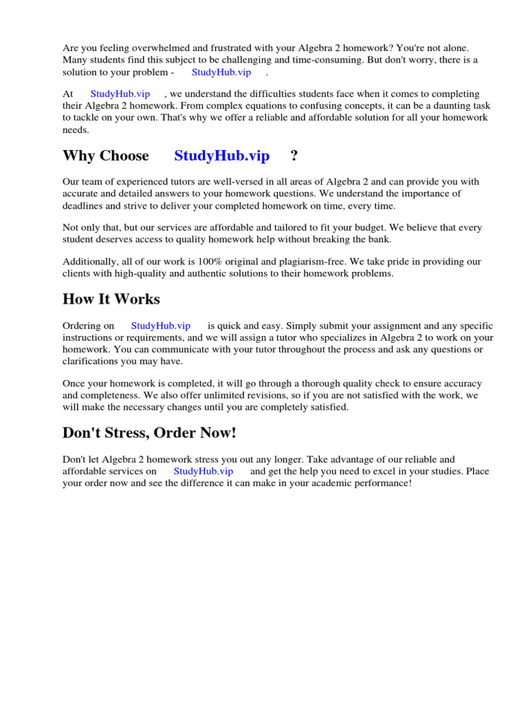 Algebra 2 Homework And Answers Pdf Algebra Mathematics