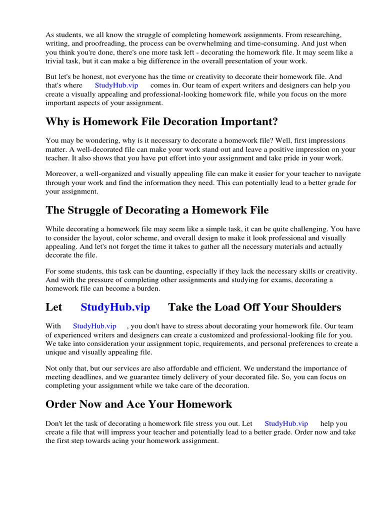 Homework File Decoration | PDF | Classroom | Homework