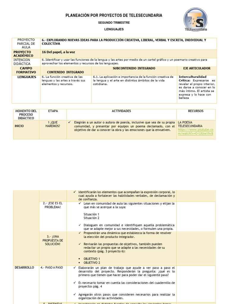Planeación Por Proyectos de Telesecundaria Bloque 2 | PDF | Evaluación | Importar