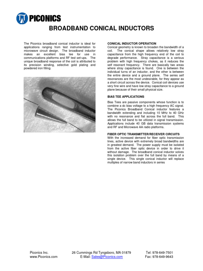 Broadband Conical Inductor Applications | PDF | Inductor | Electrical ...