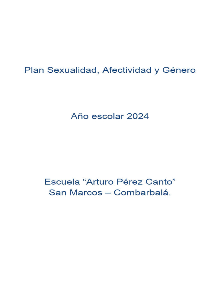 Plan Sexualidad Afectividad Y Género 2024 Descargar Gratis Pdf La