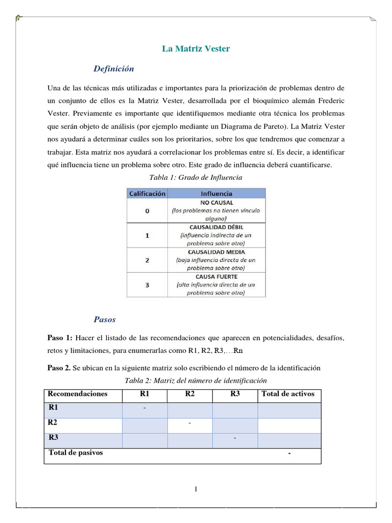 Matriz Vester | PDF | Sistema de coordenadas Cartesianas